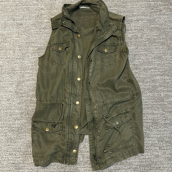 Altar'd State | Jackets & Coats | Army Green Utility Vest With Gold ...